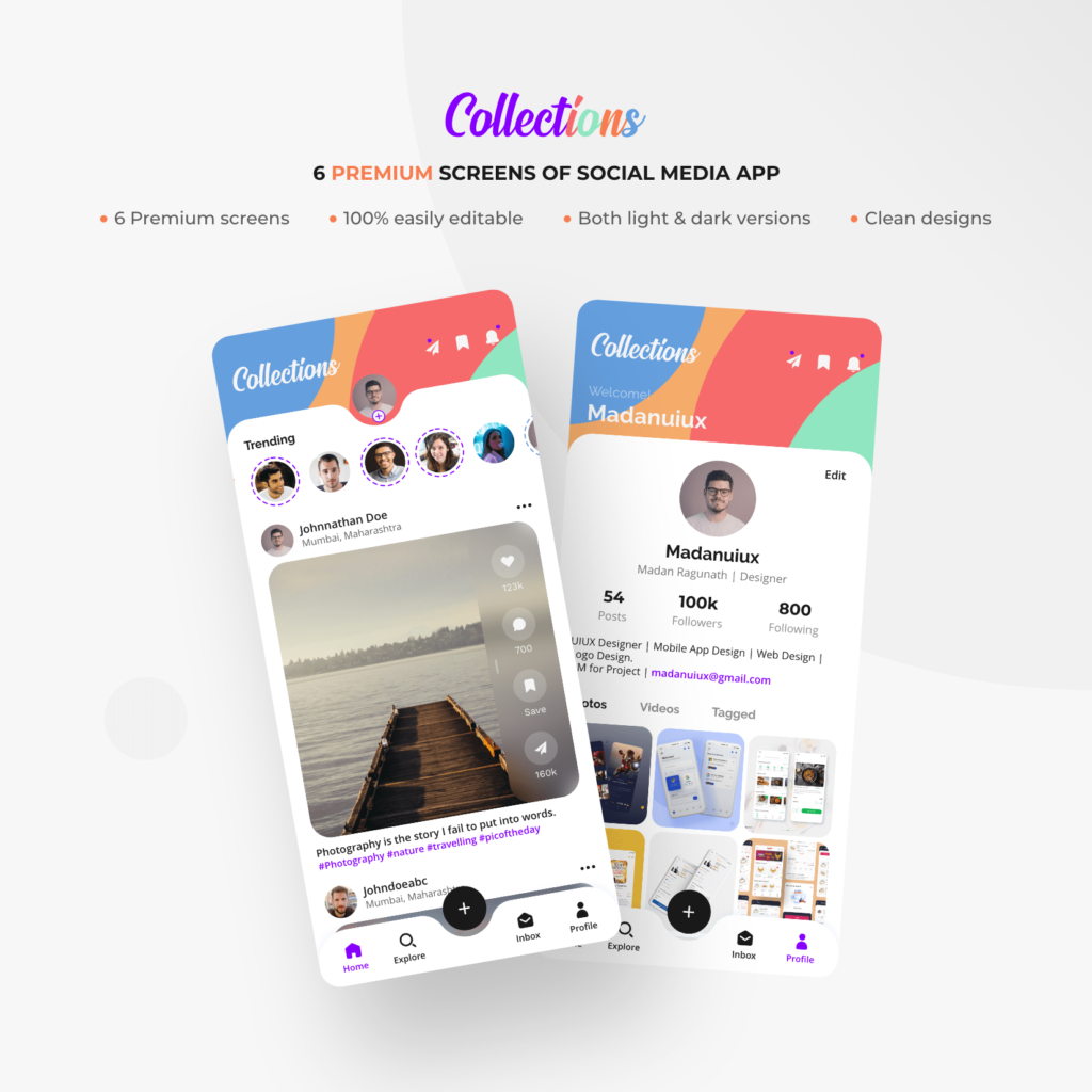 Premium Screens Of Social Media App - MasterBundles