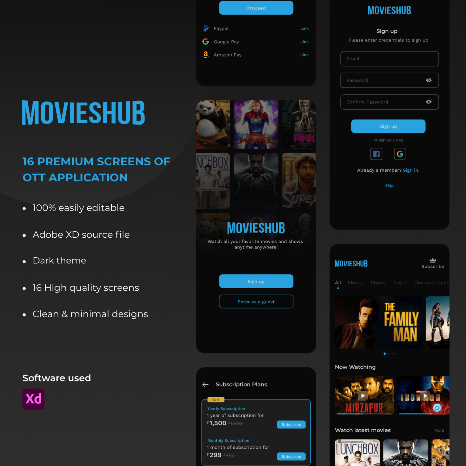 16 PREMIUM SCREENS OF OTT APPLICATION - MasterBundles
