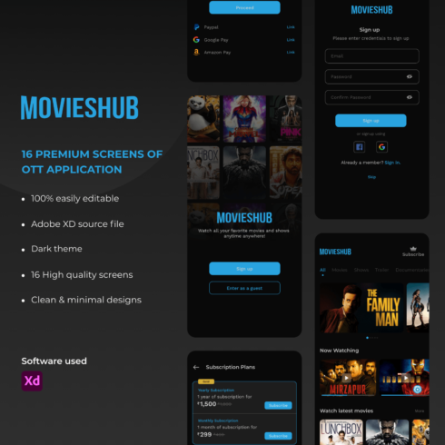 16 PREMIUM SCREENS OF OTT APPLICATION - MasterBundles