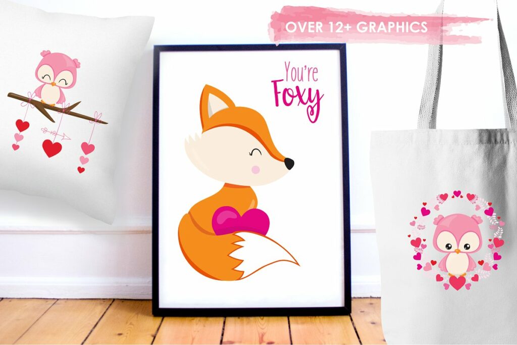Valentine Foxes Illustration Pack – MasterBundles