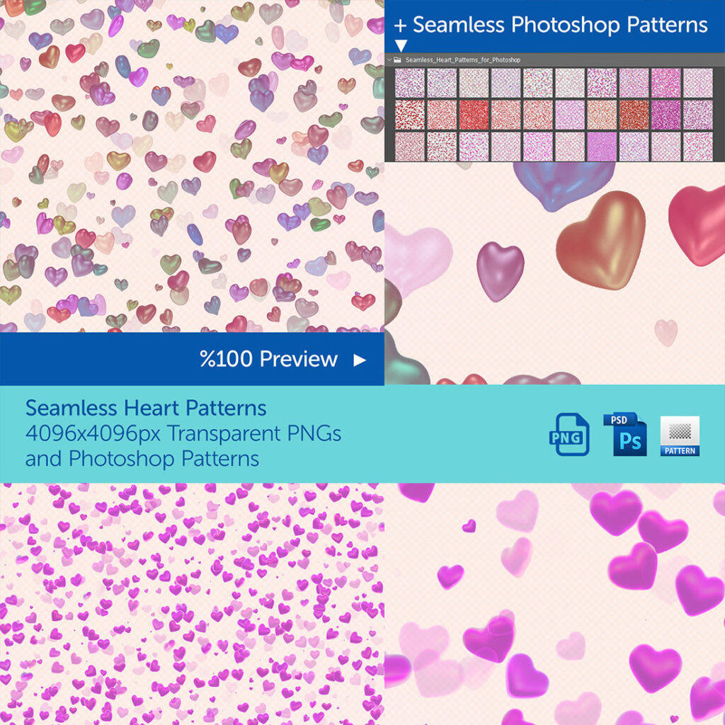 30 Seamless Heart Patterns - MasterBundles