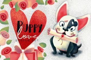 Puppy Love. Valentine's Day Clipart – MasterBundles