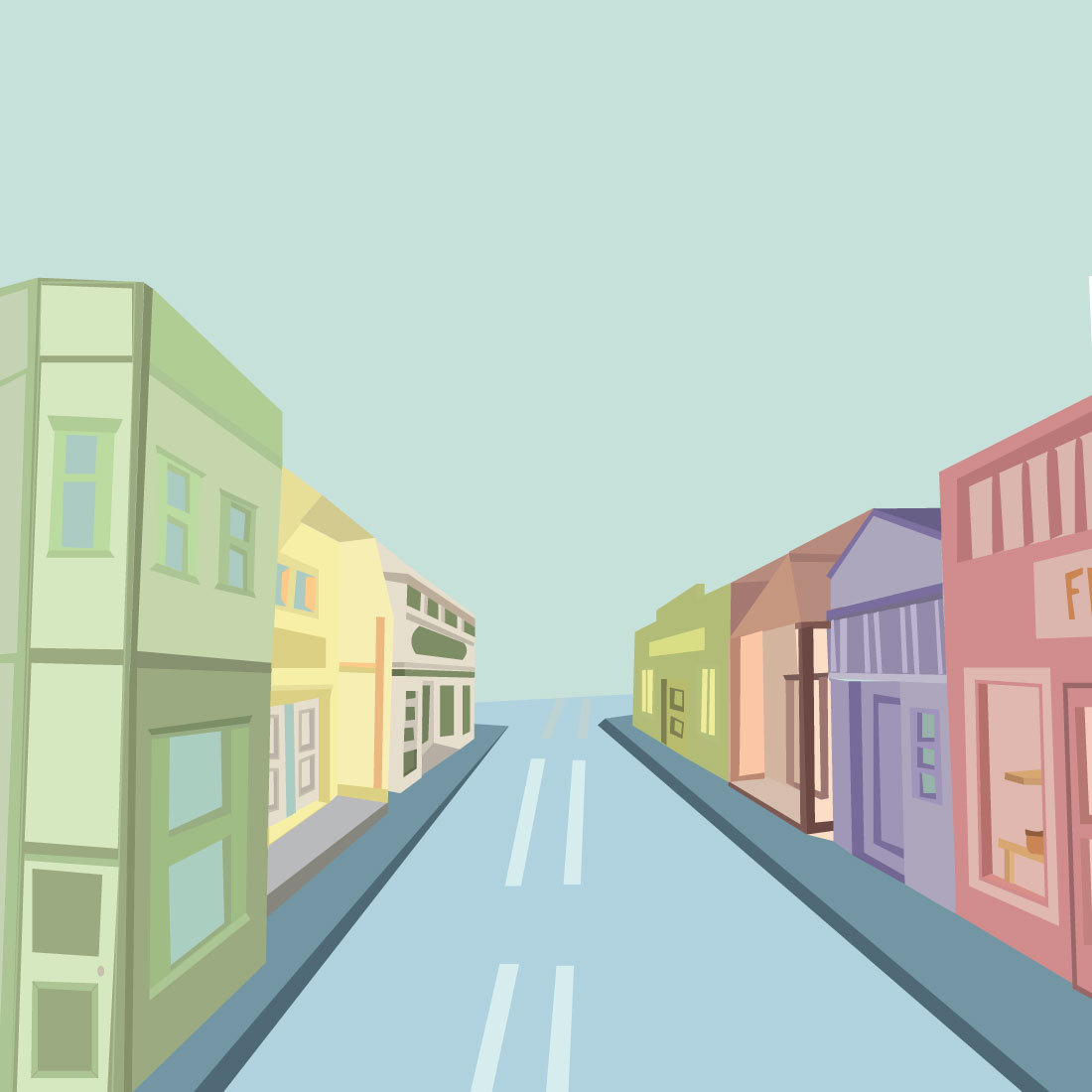 Unique Street Building Illustration Design - MasterBundles