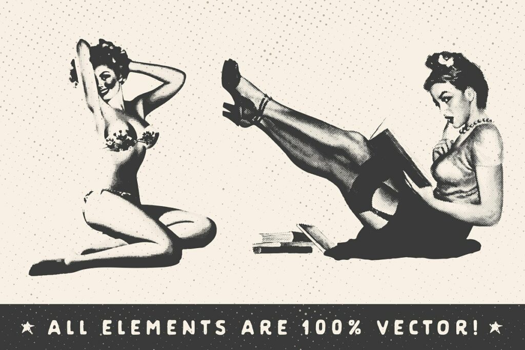 Retro Halftone Pinup Girl Pack Masterbundles