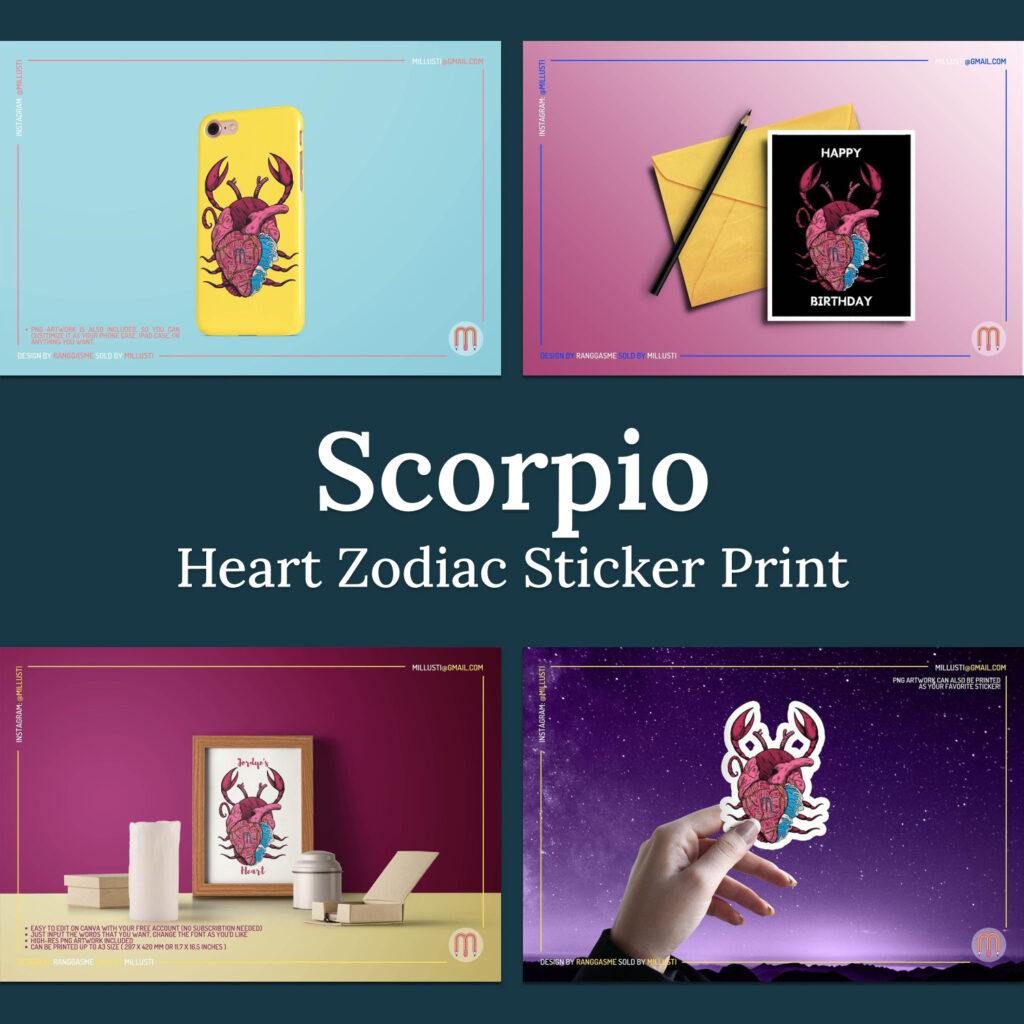Scorpio Heart Zodiac Sticker Print – MasterBundles