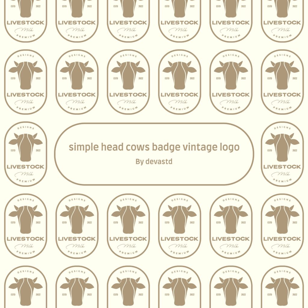 Simple Head Cows Badge Vintage Logo – MasterBundles