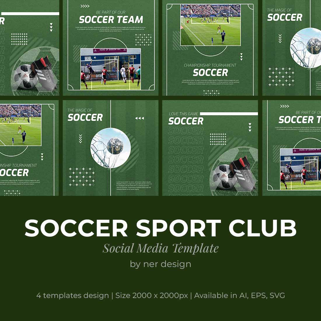 4 Soccer Sport Club Social Media Banner Template - MasterBundles