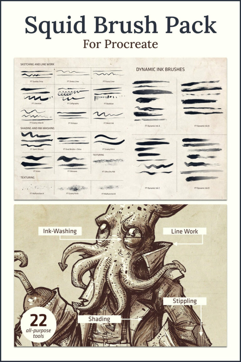 Squid Brush Pack for Procreate – MasterBundles