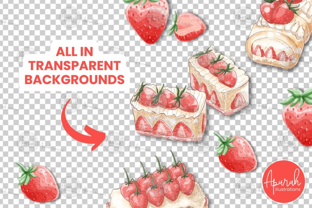 Strawberry Watercolor Cake Clipart Sublimation – MasterBundles