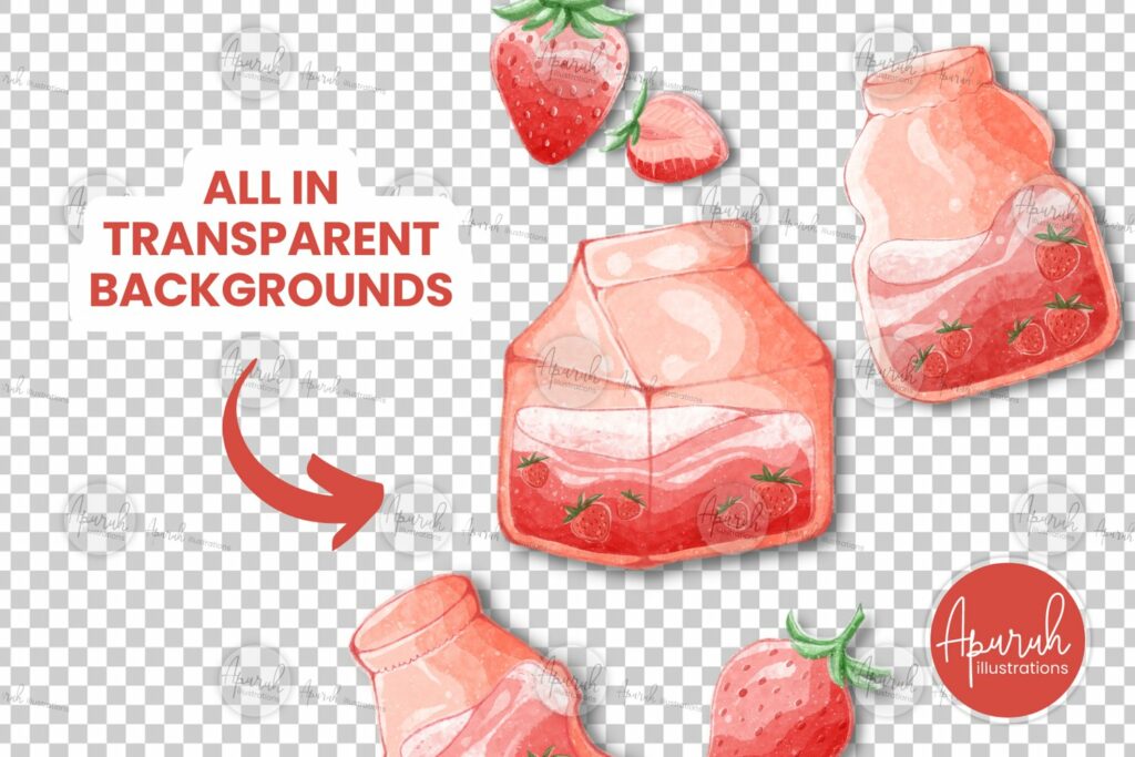 Strawberry Flavor Watercolor Beverages Clipart Sublimation – MasterBundles