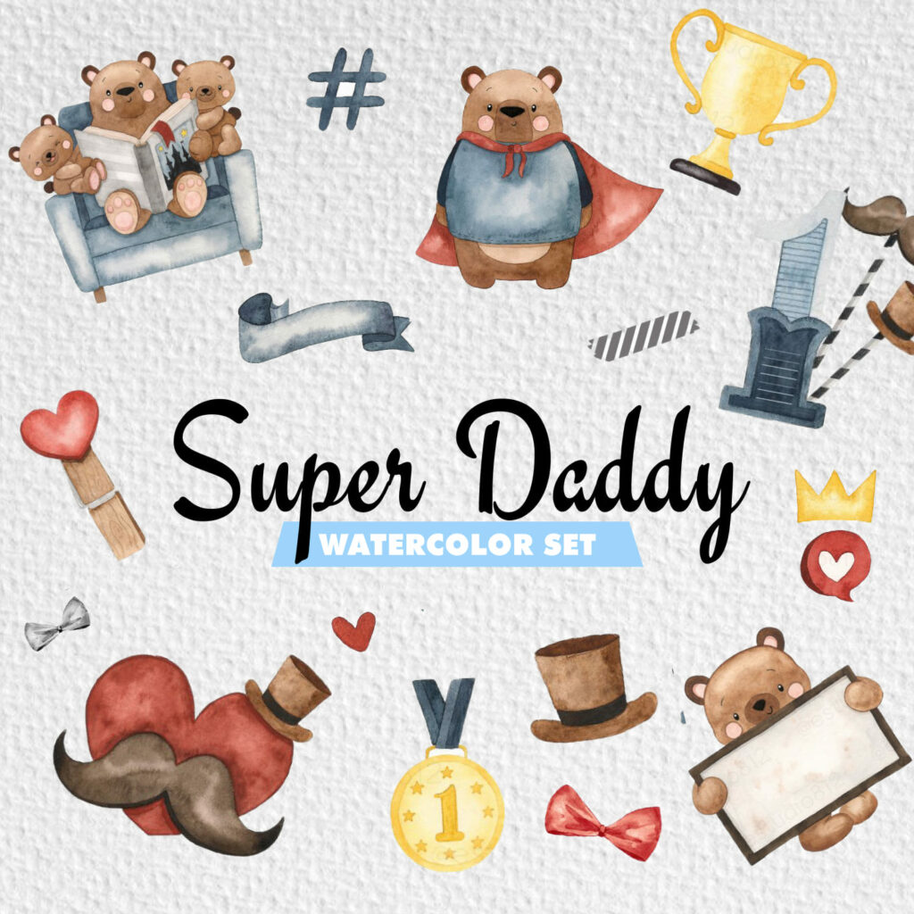 Super Daddy Watercolor Set – MasterBundles