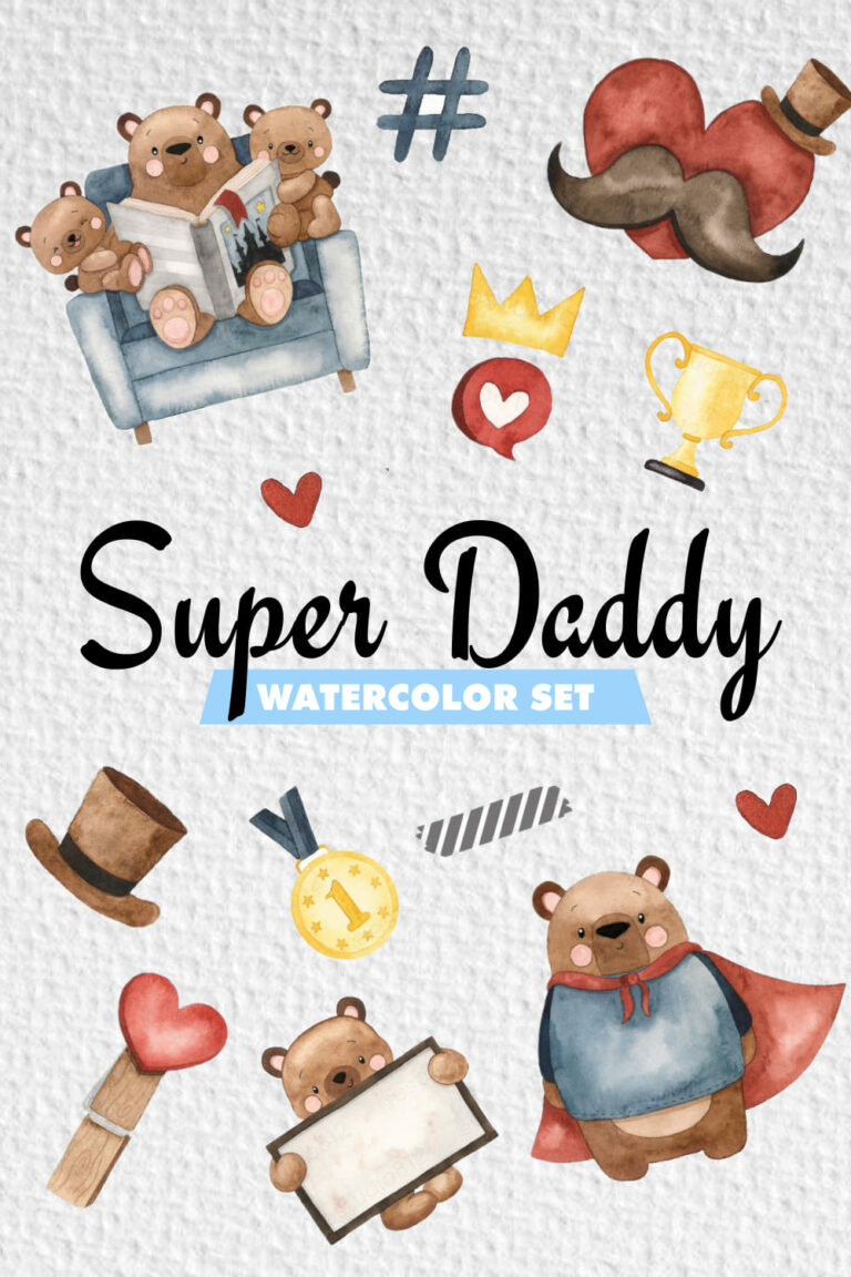Super Daddy Watercolor Set – MasterBundles