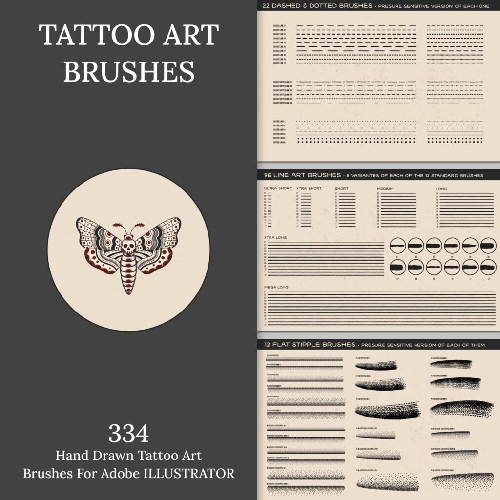Tattoo Art Brushes for Illustrator – MasterBundles