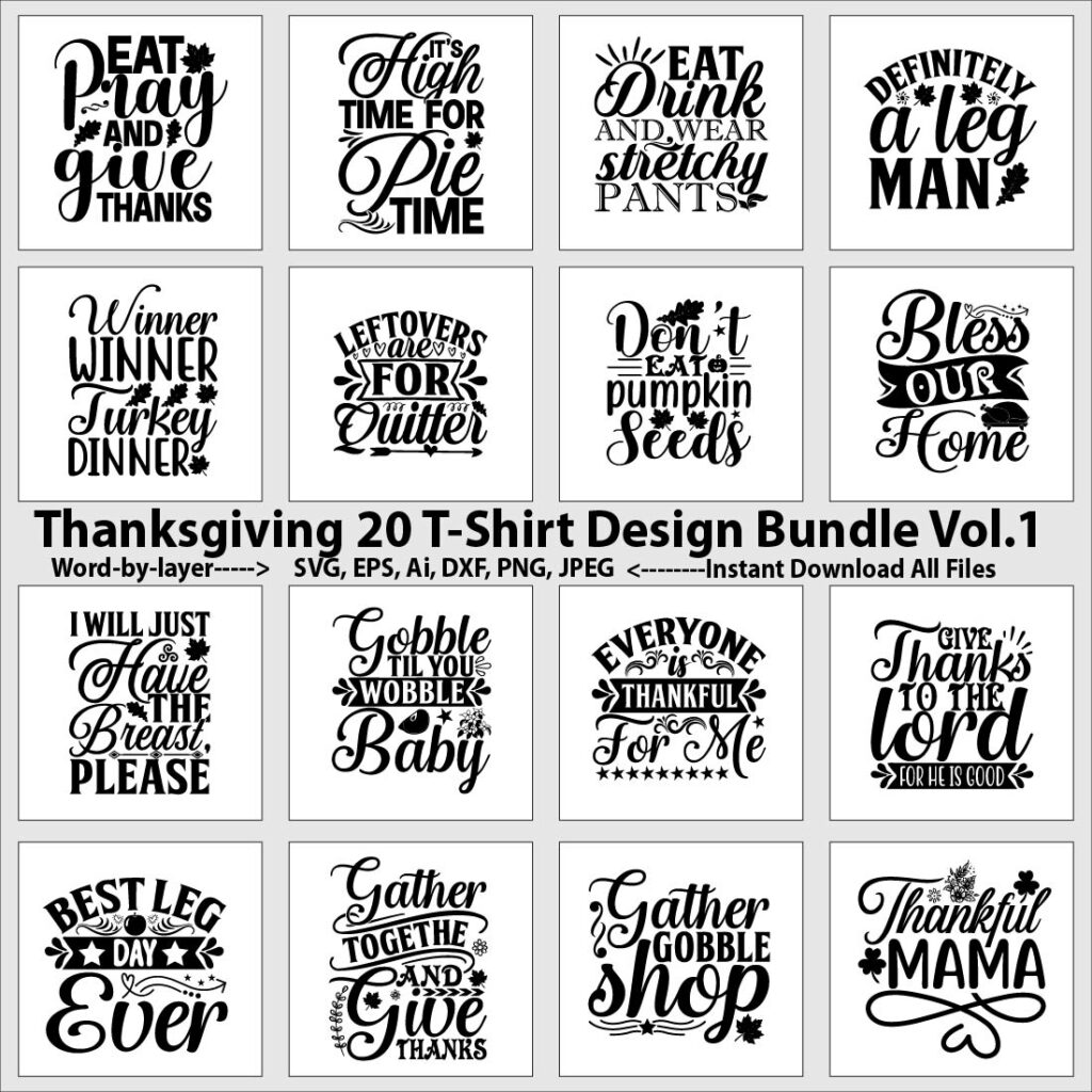 Thanksgiving T-Shirt Design Bundle Vol.1 - MasterBundles
