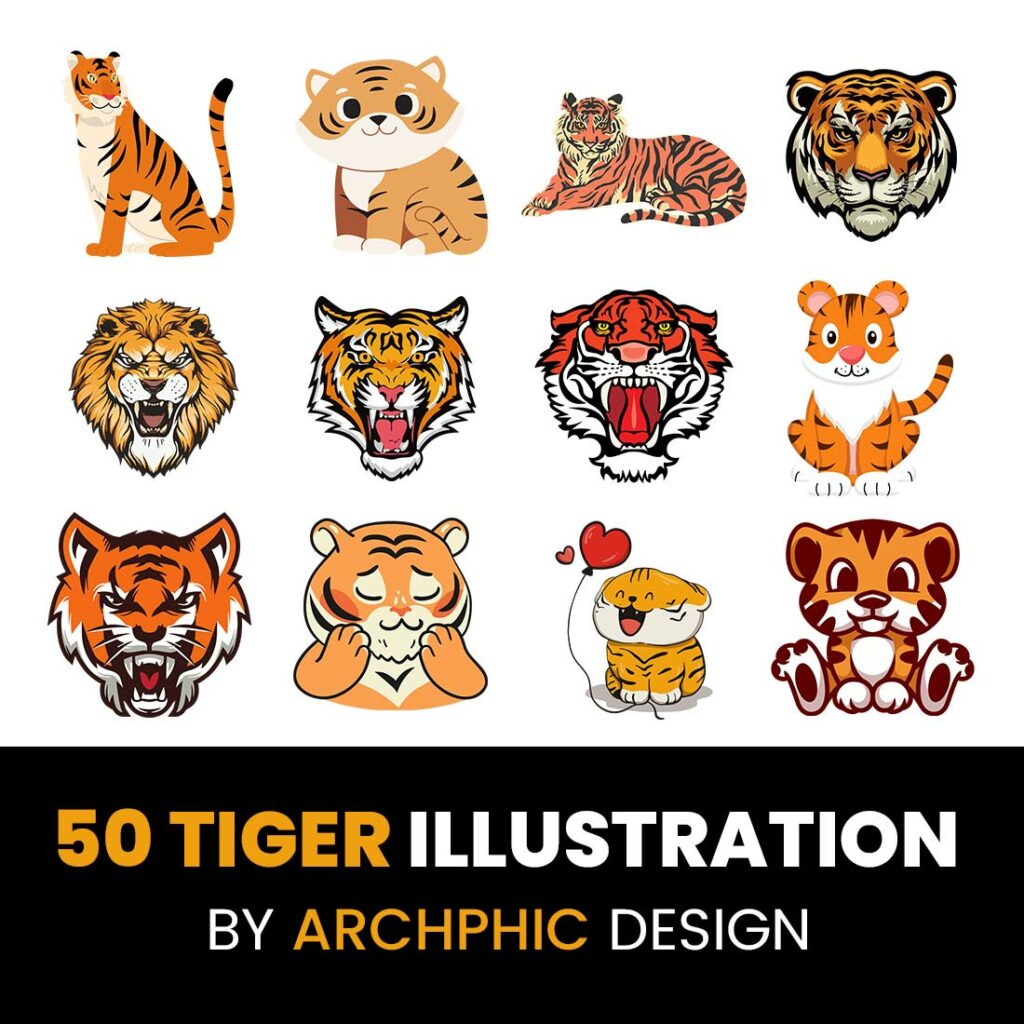 50 Tiger Graphic Face Illustration | MasterBundles