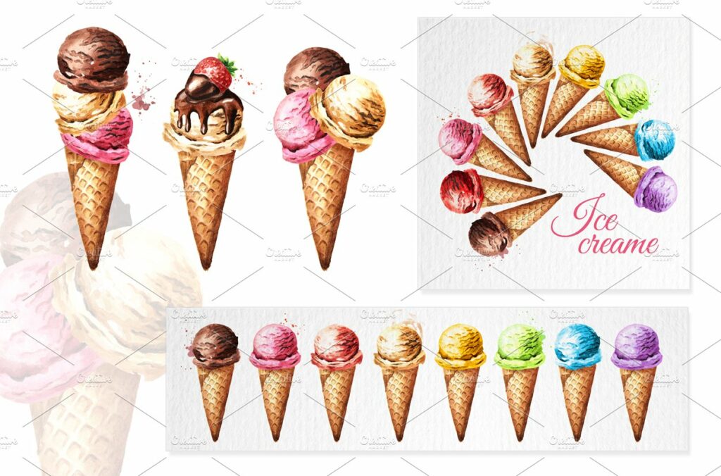 Ice Cream. Watercolor Collection – MasterBundles