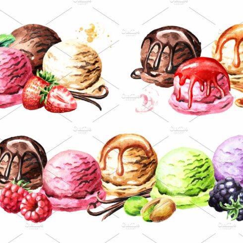 Ice Cream. Watercolor Collection | Master Bundles