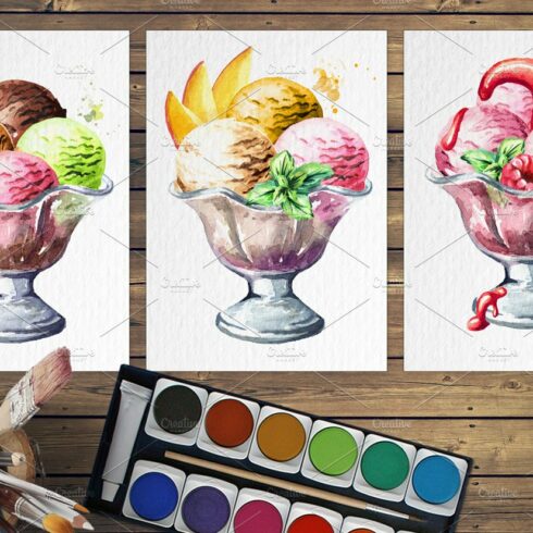 Ice Cream. Watercolor Collection | Master Bundles