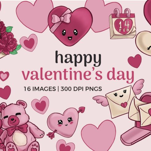 Happy Valentine's Cute Clipart Set | Master Bundles