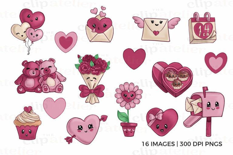 Happy Valentine's Cute Clipart Set – MasterBundles
