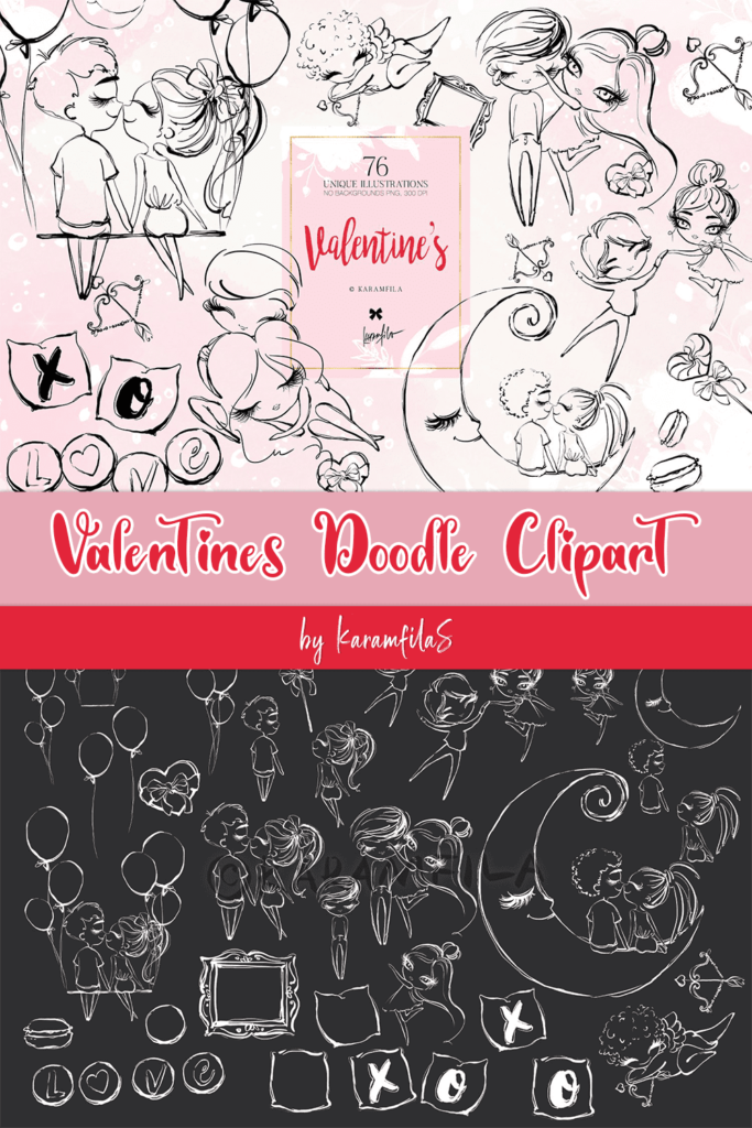 Valentines Doodle Clipart – MasterBundles