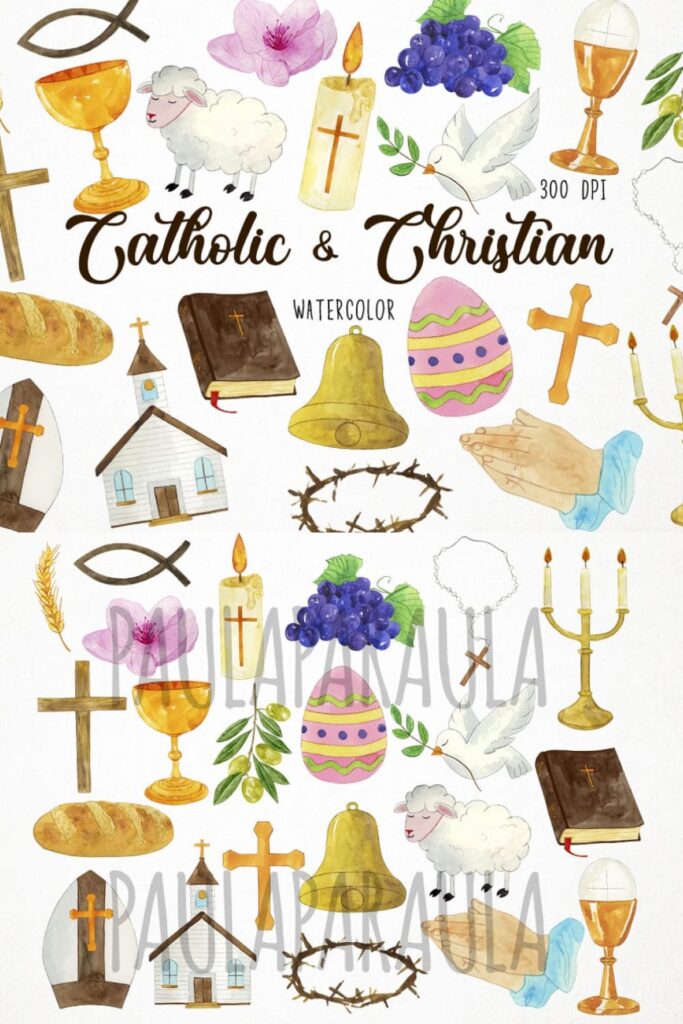 Watercolor Catholic Clipart – MasterBundles