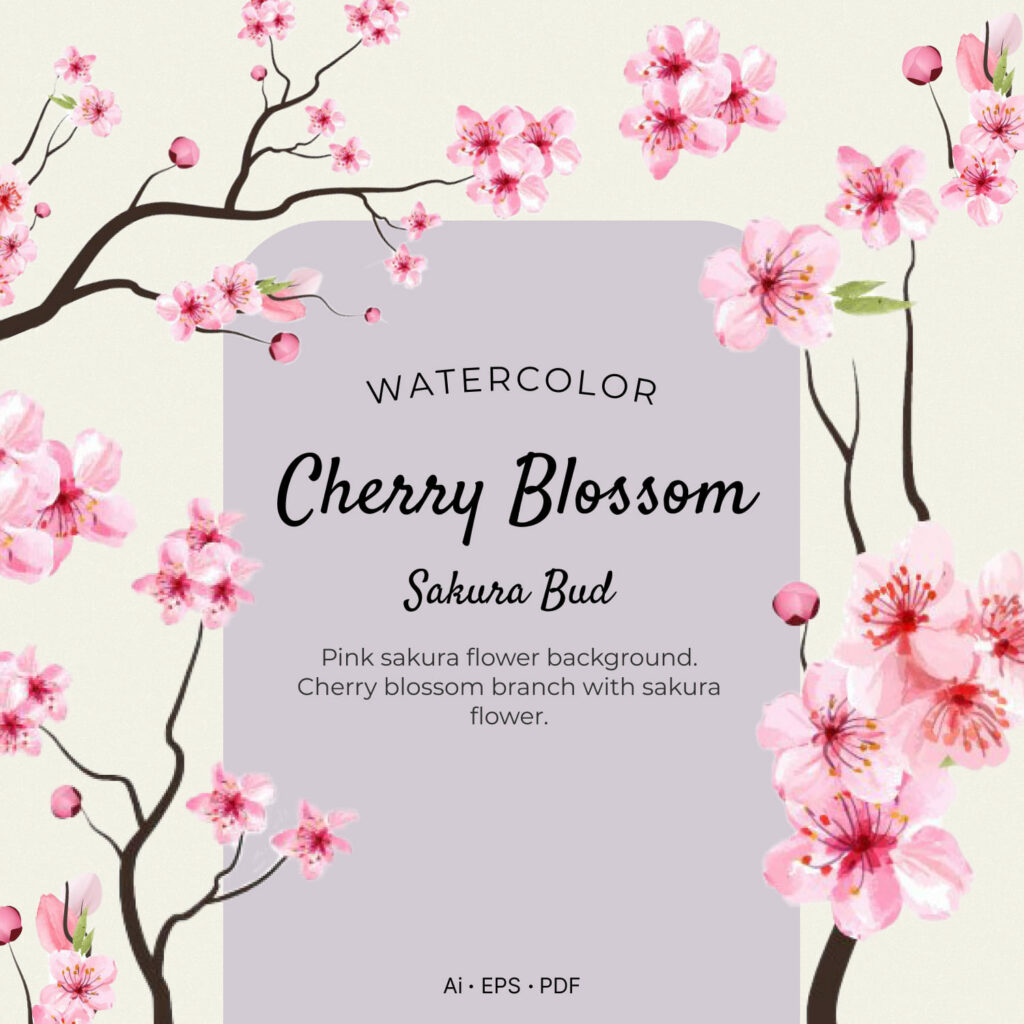 Cherry Blossom with Sakura Branch – MasterBundles