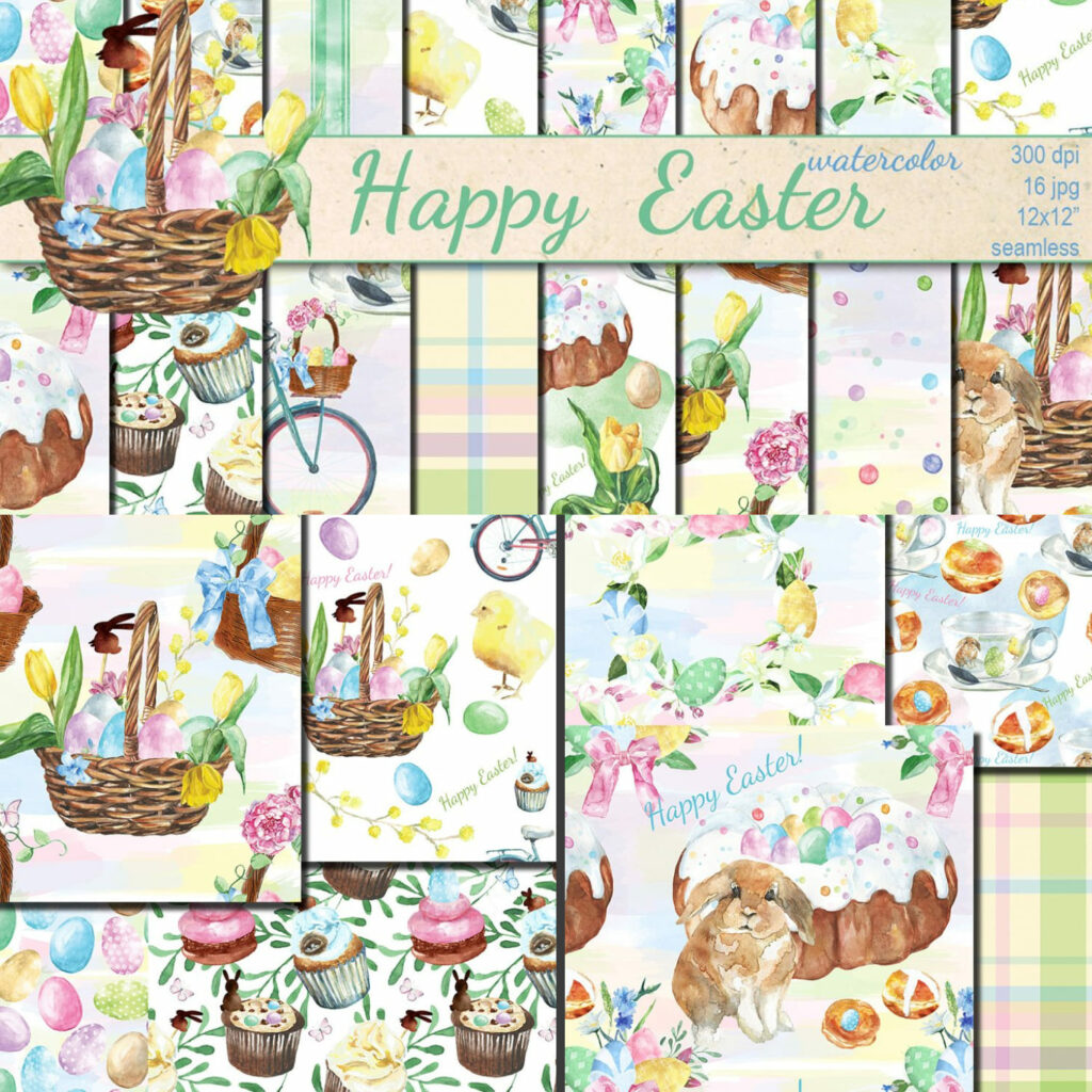 Easter Bunnies Watercolor Clipart | Master Bundles