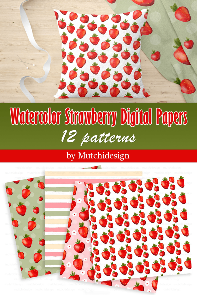 Watercolor Strawberry Digital Papers - 12 patterns – MasterBundles