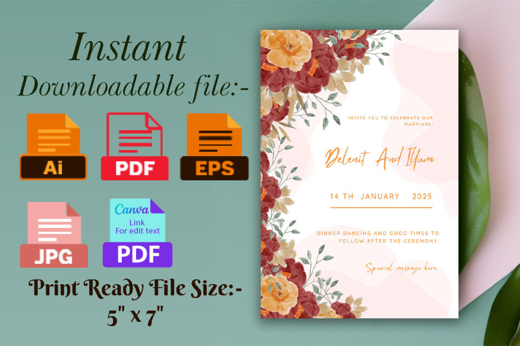 Unique Design Wedding Invitation Card Template - MasterBundles