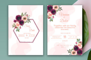 Simple Flower Wedding Invitation Card Design - MasterBundles