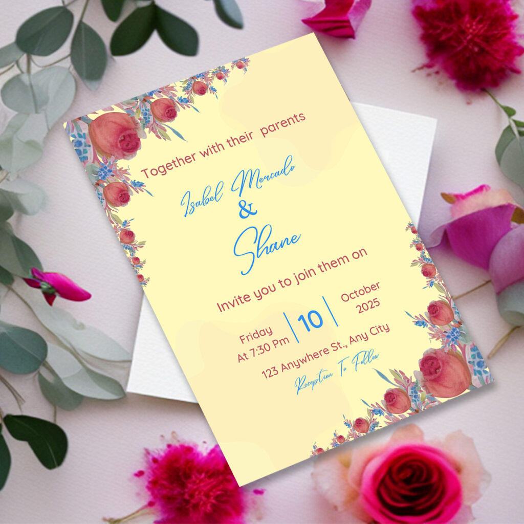 Beautiful Frame Wedding Invitation Card Design - MasterBundles