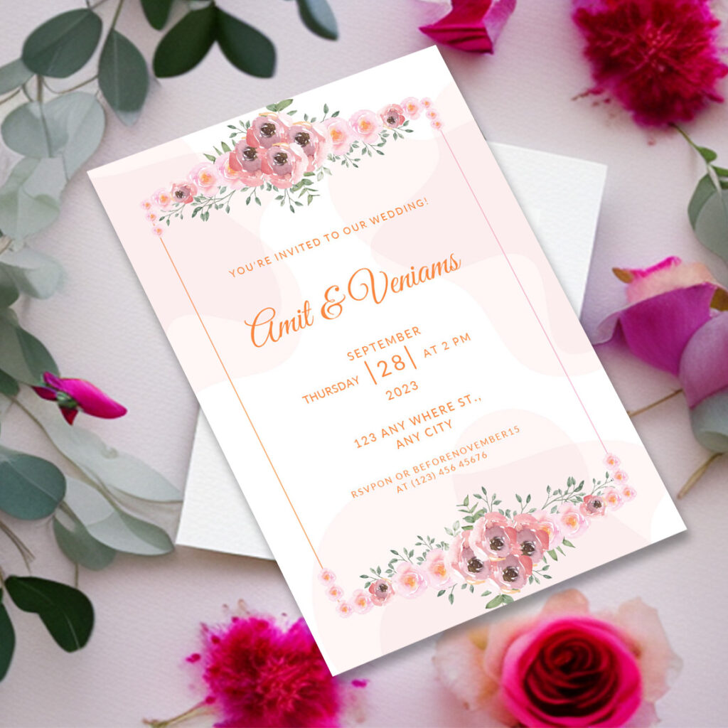 Florals Wedding Welcome Card Template - MasterBundles