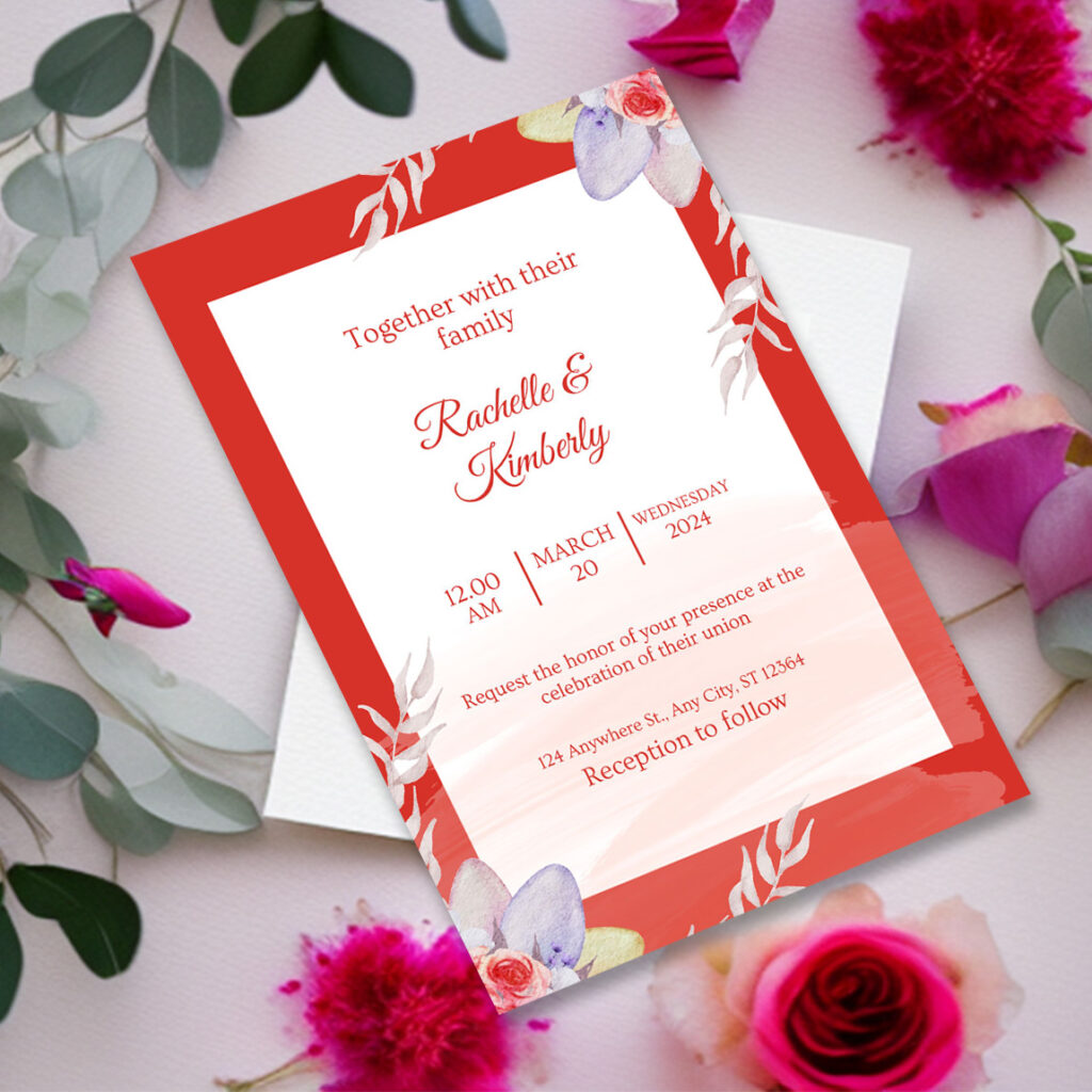 Greeting Card with Flower, Wedding Invitation Card Template - MasterBundles