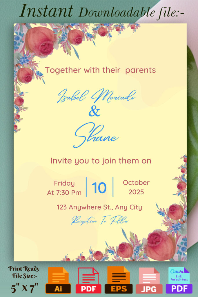 Beautiful Frame Wedding Invitation Card Design - MasterBundles
