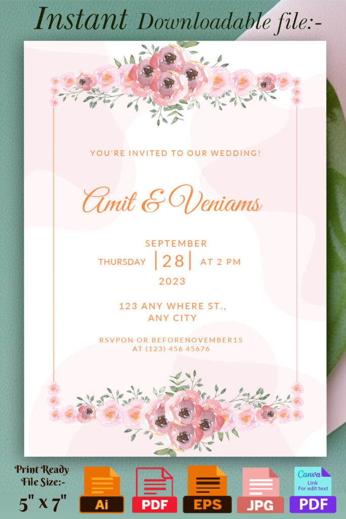Florals Wedding Welcome Card Template - MasterBundles
