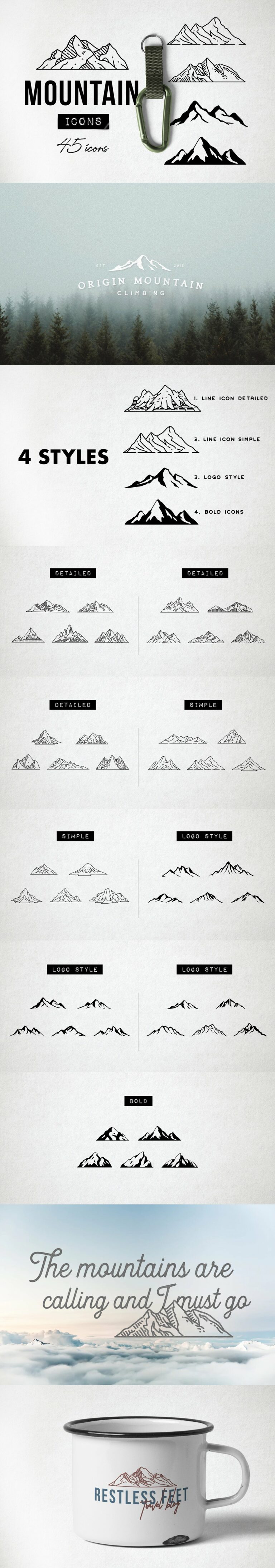 45 Mountain Icons - Logo Icons – MasterBundles