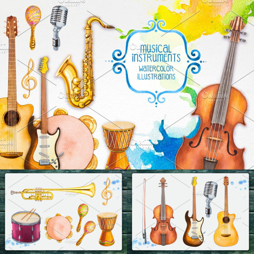Musical Instruments Watercolor – MasterBundles