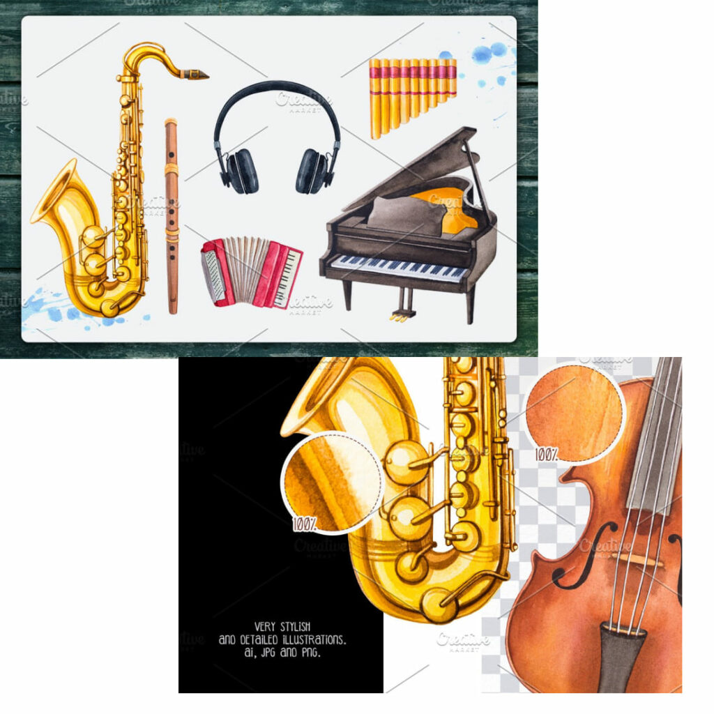 Musical Instruments Watercolor – MasterBundles