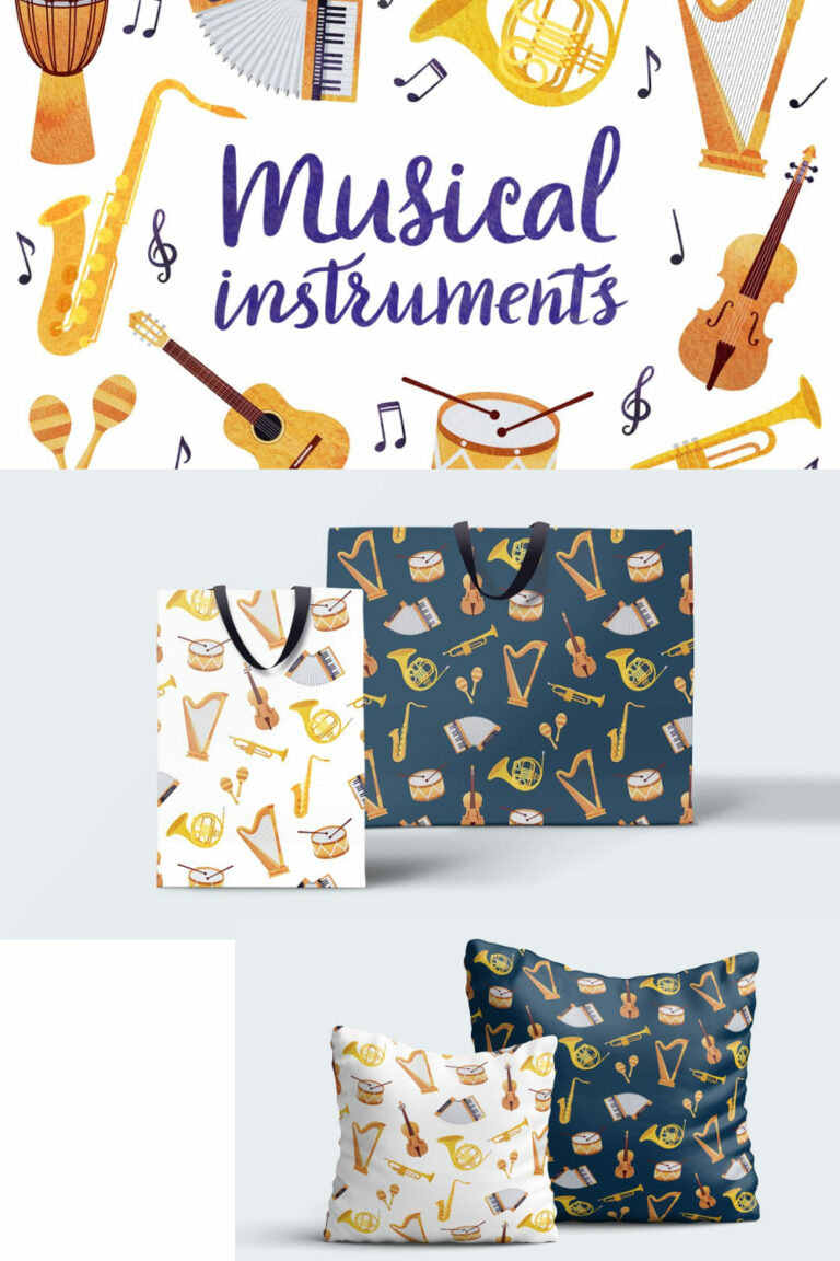 Watercolor Musical Instruments Set – MasterBundles