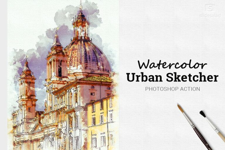 Watercolor Urban Sketcher PS Action – MasterBundles