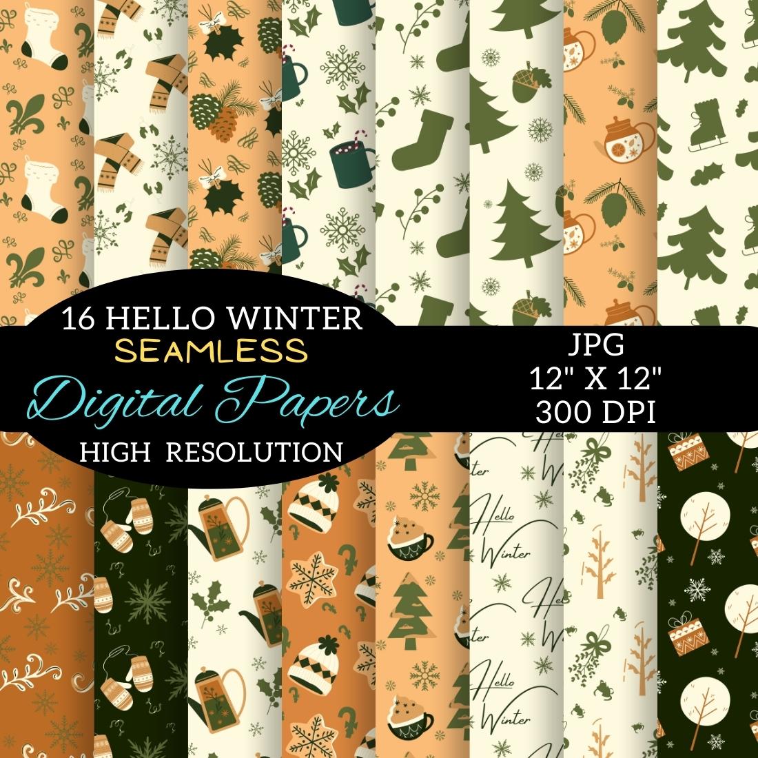 Snow Digital Paper Winter Patterns Design - MasterBundles