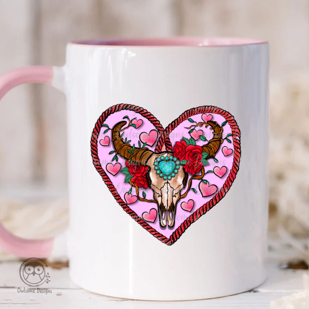 Buffalo Skull Heart Valentine PNG Design - MasterBundles