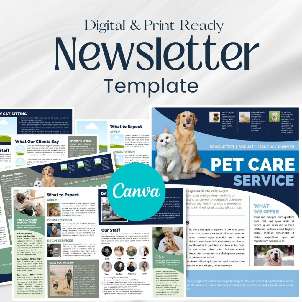 Canva Newsletter Template For Pet Care Business - MasterBundles