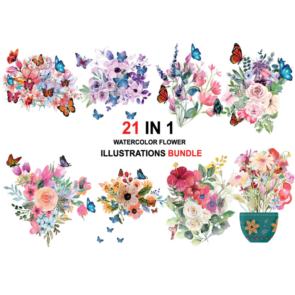 Watercolor flower illustrations - MasterBundles