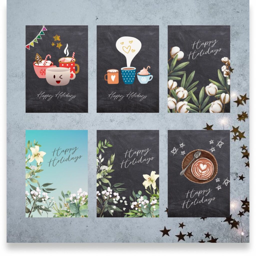 12 Postcards Happy Holidays Design - MasterBundles