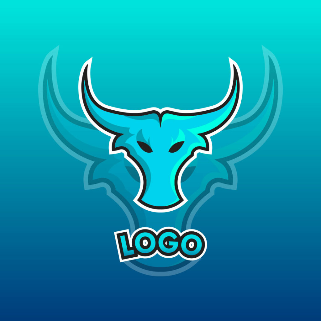 Bull Character Mascot Gaming Logo Set - MasterBundles