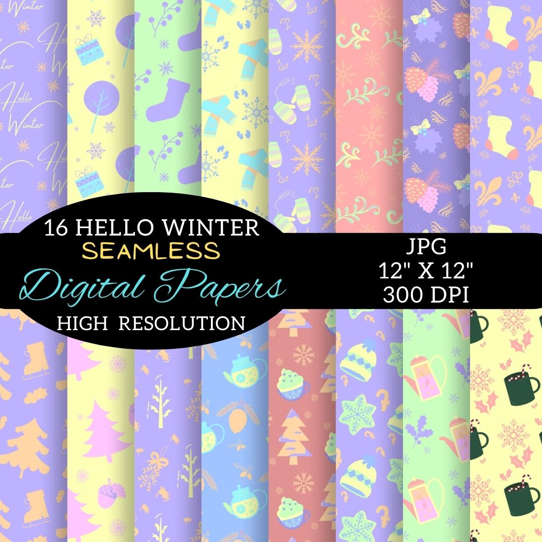 Rainbow Winter Digital Paper Patterns Design - MasterBundles