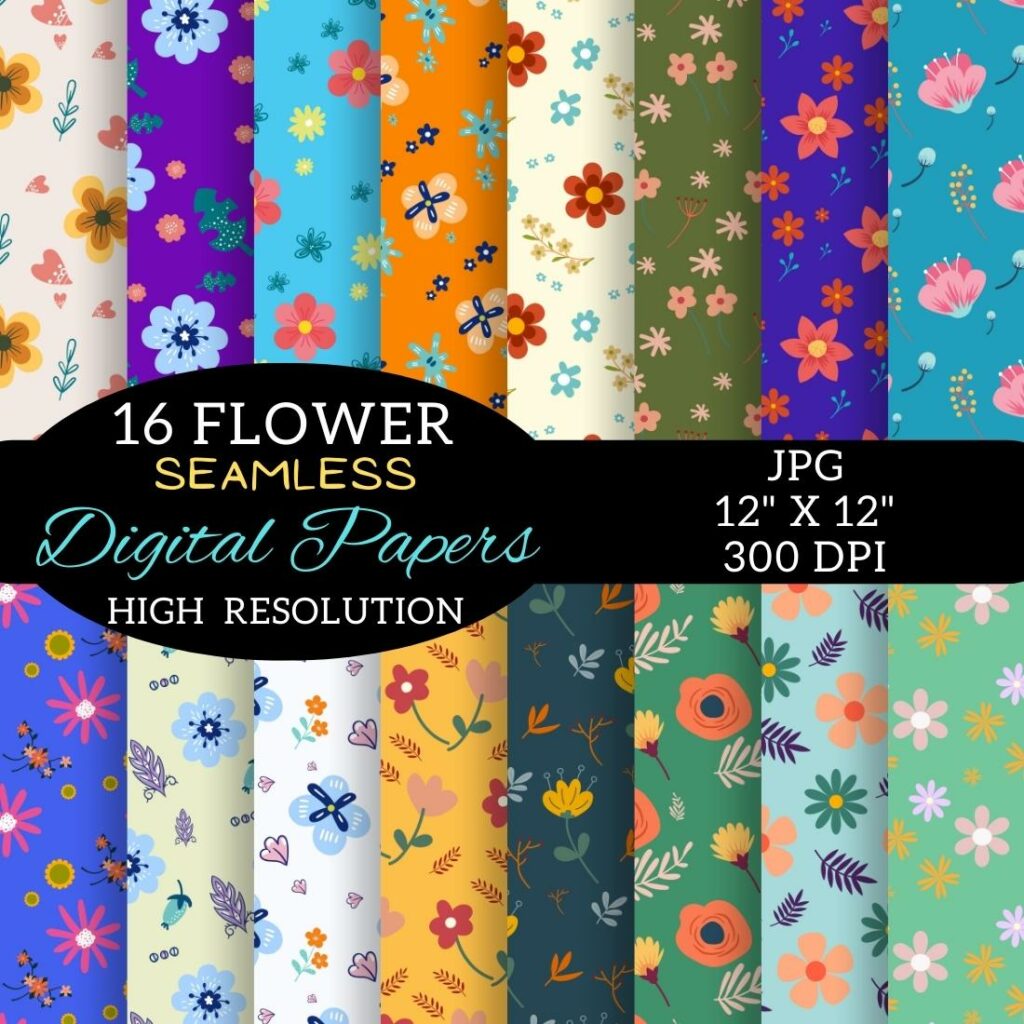 Flower Digital Paper Patterns Design - MasterBundles
