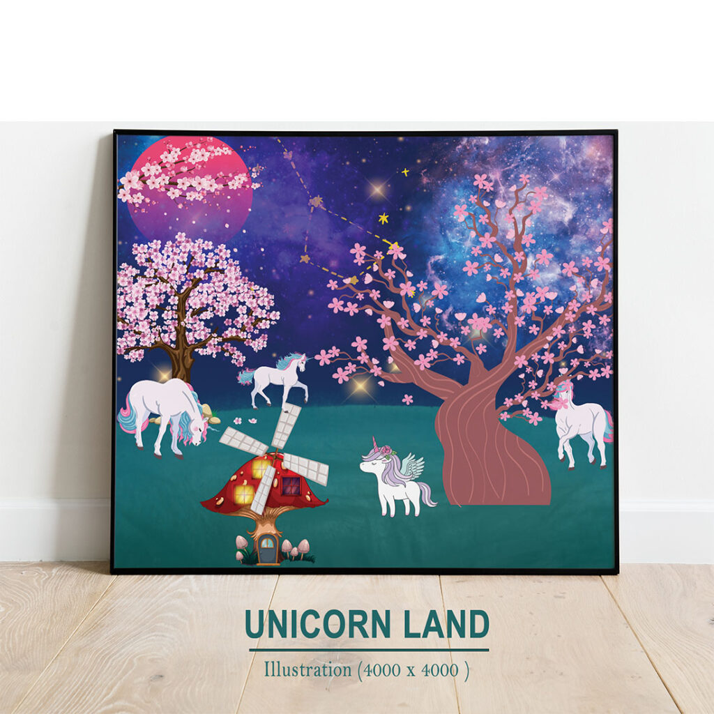 Unicorn land Illustration - MasterBundles